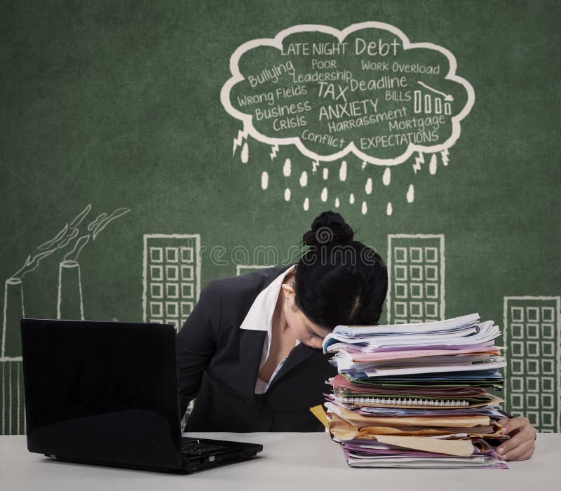Stressful Entrepreneur Facing Many Problems Stock Image - Image of ...