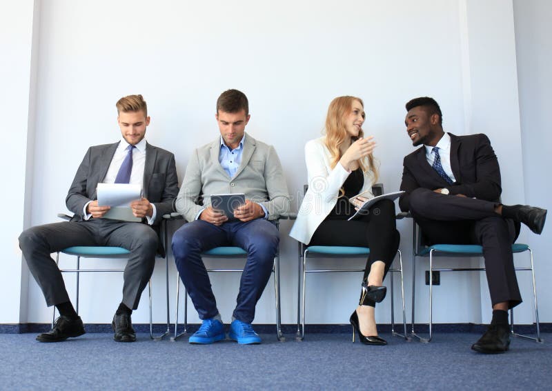 Stressful People Waiting for the Job Interview. Stock Image - Image of ...