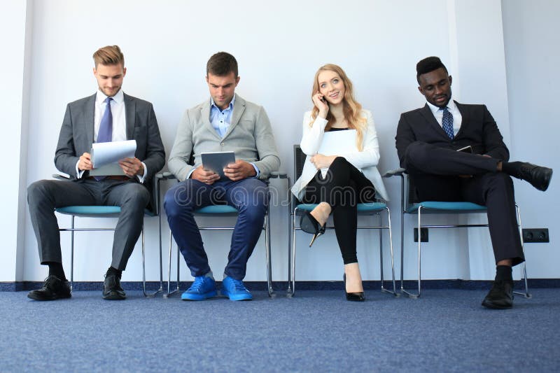 Stressful People Waiting for the Job Interview. Stock Image - Image of ...