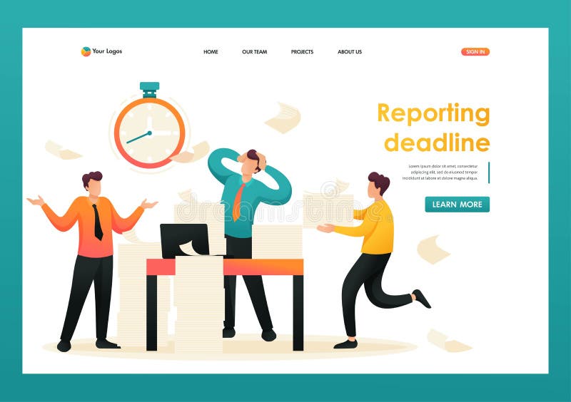 Stressful Situation at Work, Employees in Panic. Flat 2D Character ...