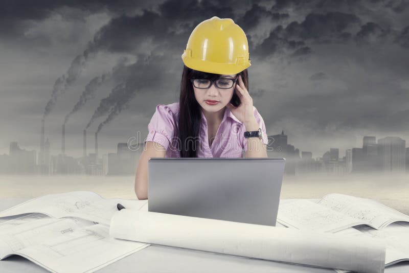 Stressful young architect stock photo. Image of hardhat - 42230894
