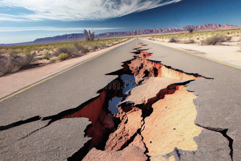 Stretch Asphalt Road that Has Been Severely Damaged by an Earthquake ...