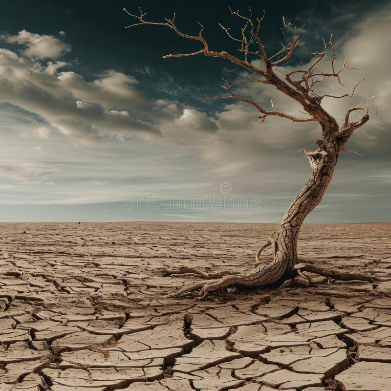 A Stretch of Barren Empty Land with Dry Tree Trunks Against a Clear ...