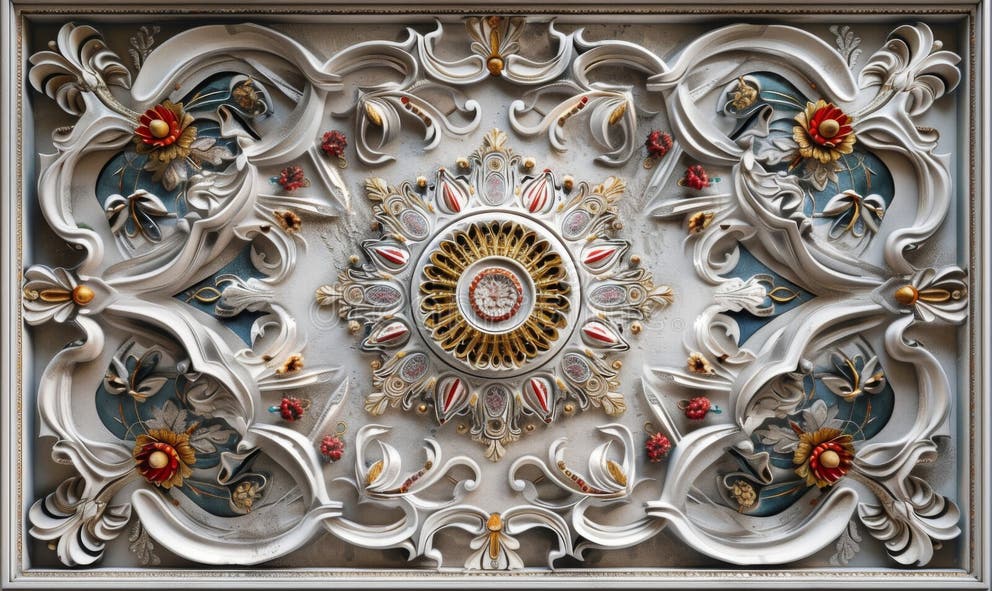 Stretch Ceiling Decoration Model. Mandala and Decorative Frame Copy ...