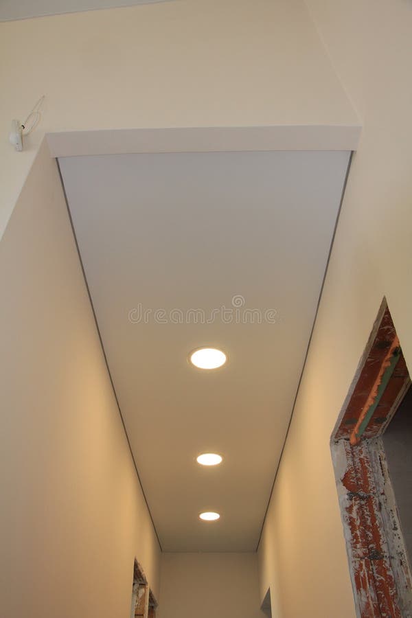Stretch Ceiling in the Hallway with Recessed Led Lights Stock Photo ...