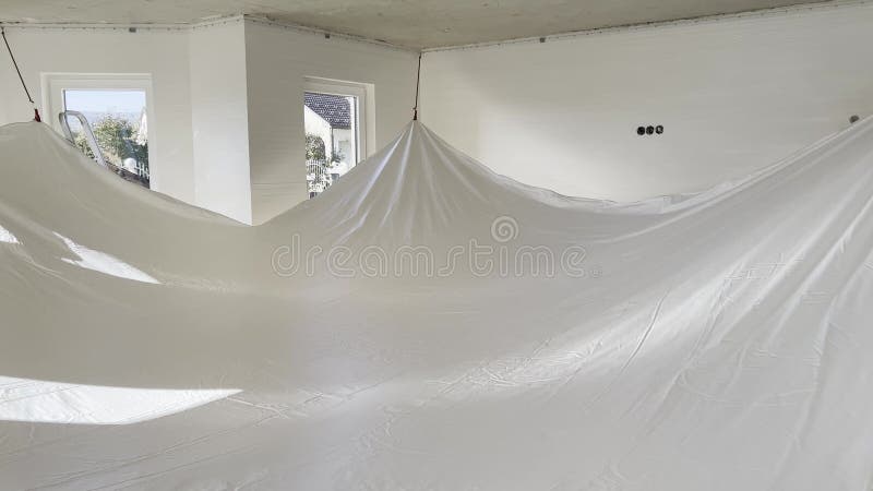 Stretch Ceiling Installation during Home Renovation Stock Video - Video ...