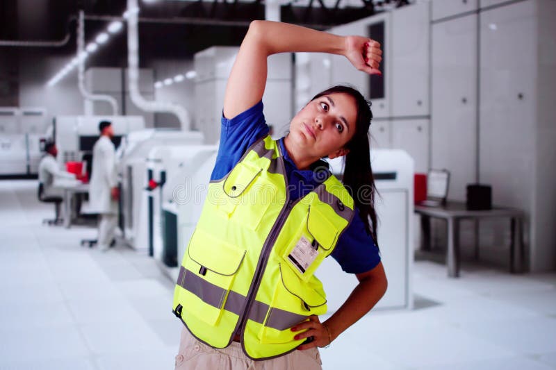 Stretch Core Exercises while Working Stock Image - Image of equipment ...