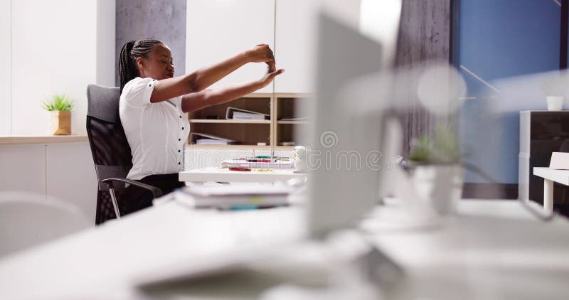Stretch Exercise at Office Desk Stock Photo - Image of rest, fitness ...