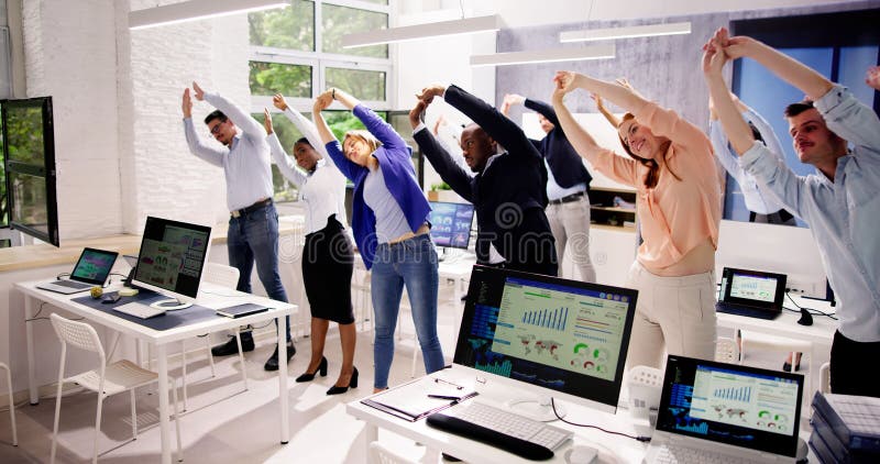 Stretch Exercise in Office stock photo. Image of workplace - 284716376