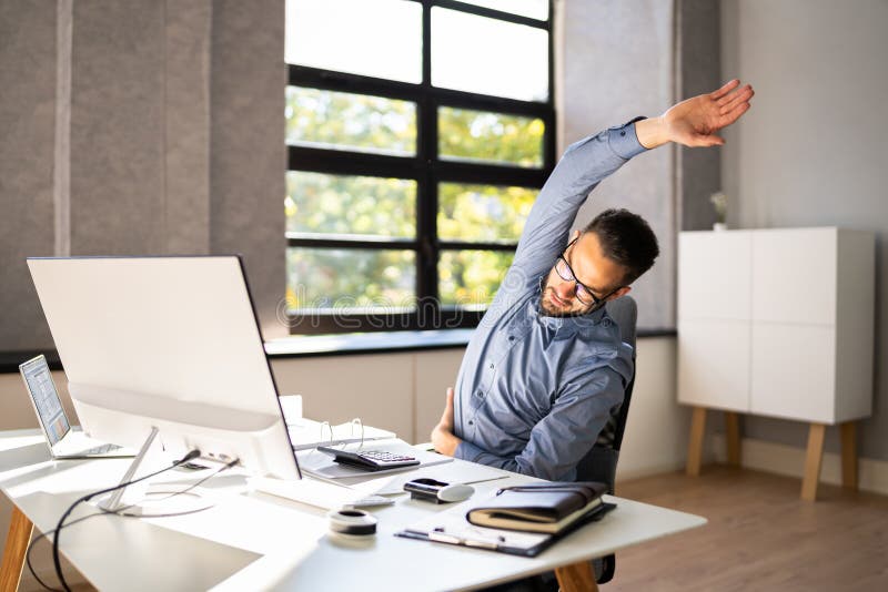 Stretch Exercise Workout stock image. Image of desk - 232743103