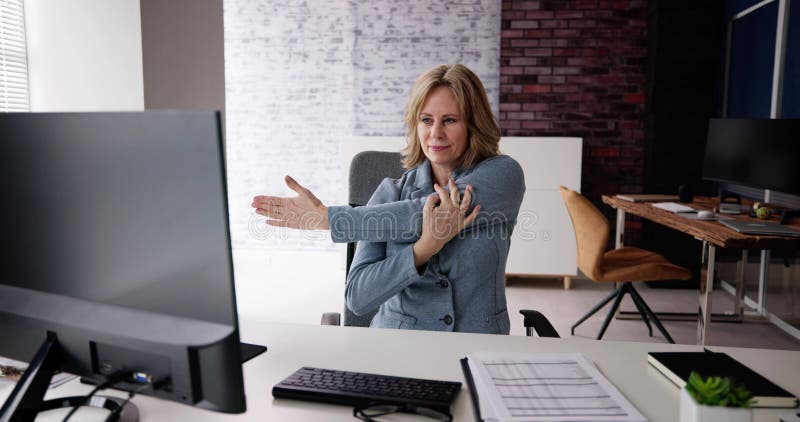 Stretch Exercise Workout stock photo. Image of desk - 268962886