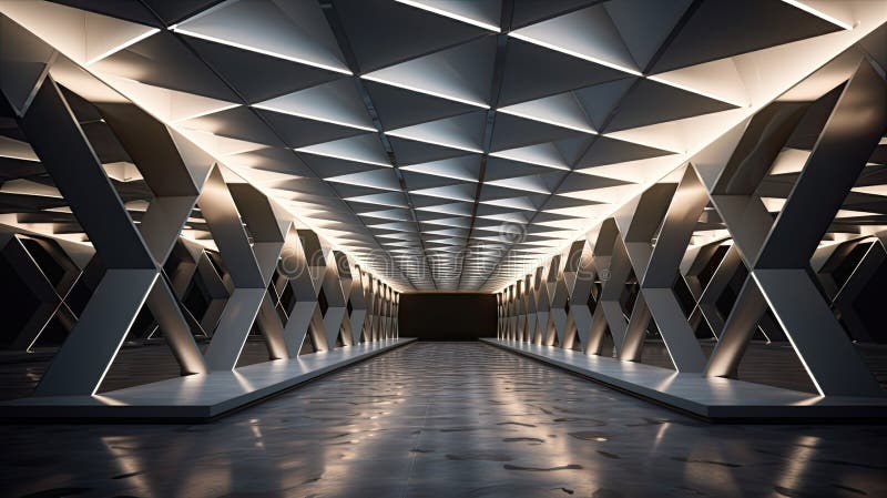 Stretch Floating Ceiling White with Light Lines. Stock Photo - Image of ...