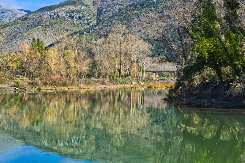 Stretch of River with Bright Colors on a Clear Day Stock Image - Image ...