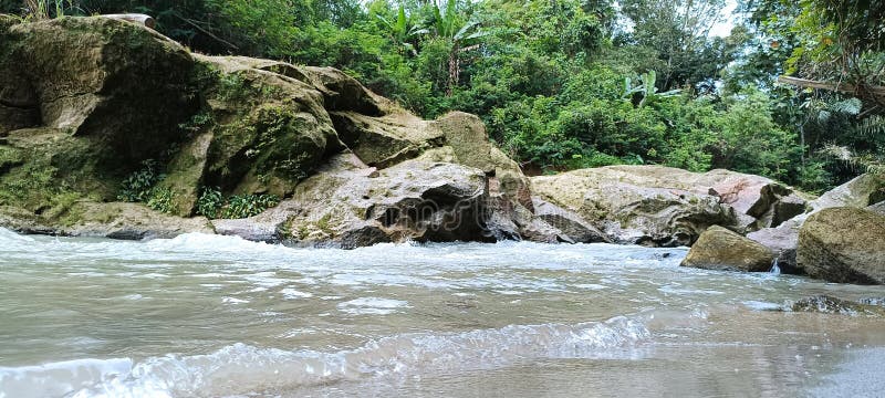 Stretch of River with Sand and Rocks Stock Photo - Image of water, rock ...