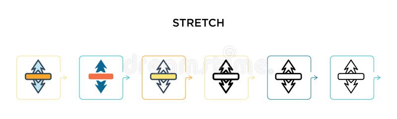 Stretch Vector Icon in 6 Different Modern Styles. Black, Two Colored ...