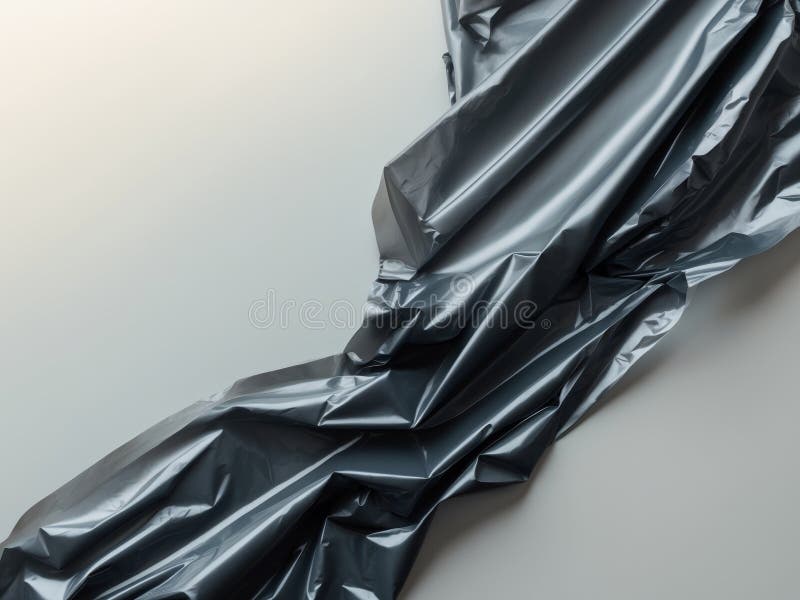 Stretched Black Plastic Wrap Wrinkled Glossy Film Texture Background ...