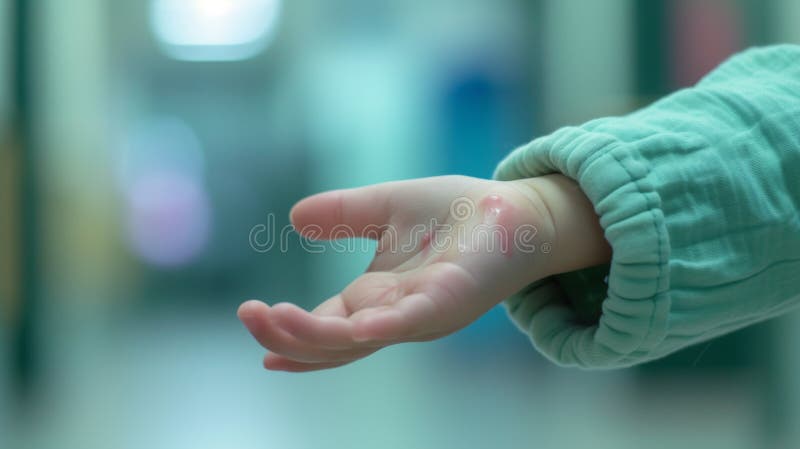 Stretched Hand of a Child with a Healing Wound. Close-up Stock Photo ...