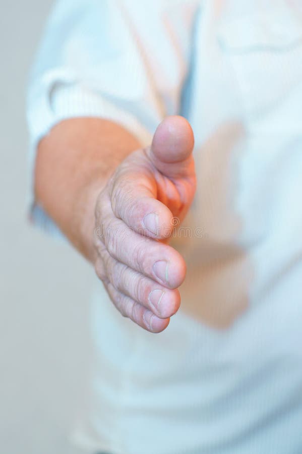 Stretched Out His Hand in Greeting Stock Photo - Image of transparent ...