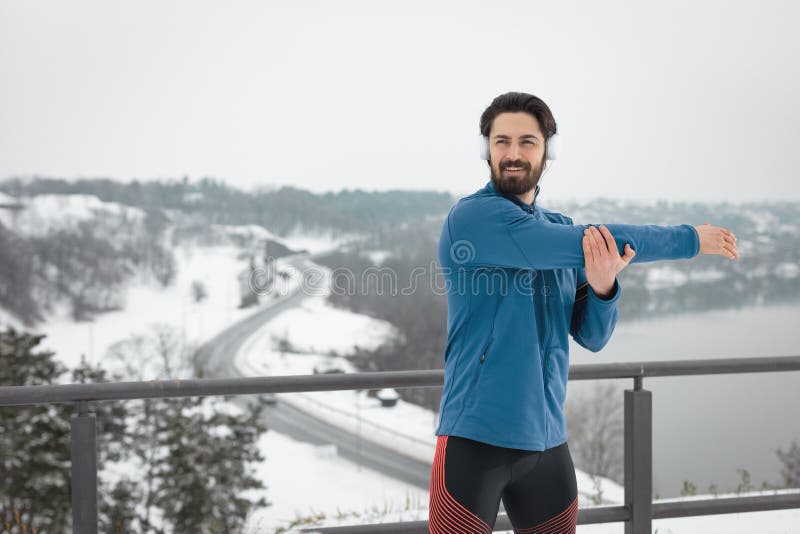 Stretching in Cold stock image. Image of jogging, copy - 112042155