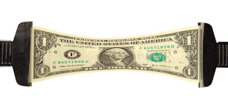 Stretching the Dollar with Pulled US Money Stretch Stock Photo - Image ...