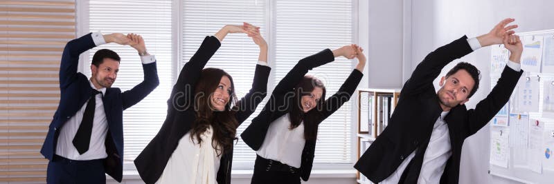 Stretching Exercise at Office. Workers Doing Stretch Workout Stock ...