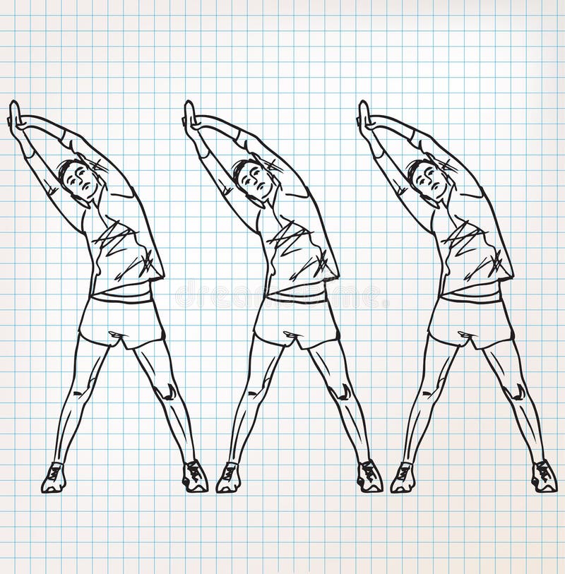 Stretching Exercises Sketch Stock Illustrations – 212 Stretching ...