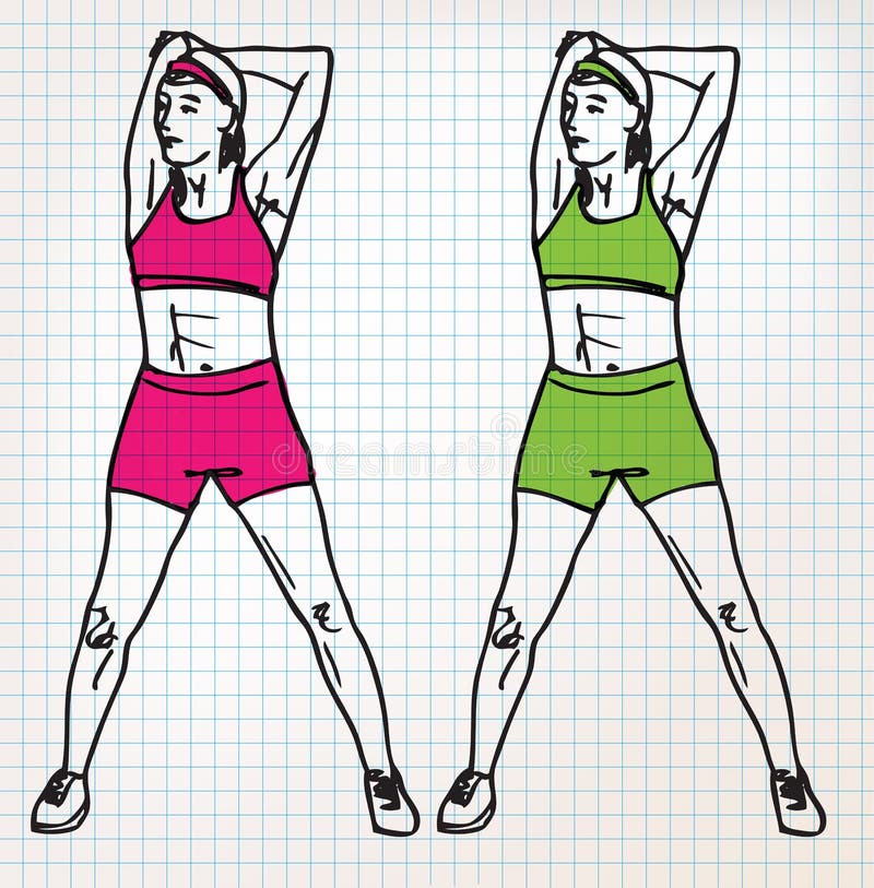 Stretching Exercises Sketch Illustration Stock Vector - Illustration of ...