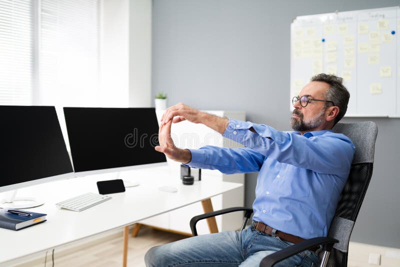 Stretching Office Workout. Desk Stretch Exercise Stock Photo - Image of ...