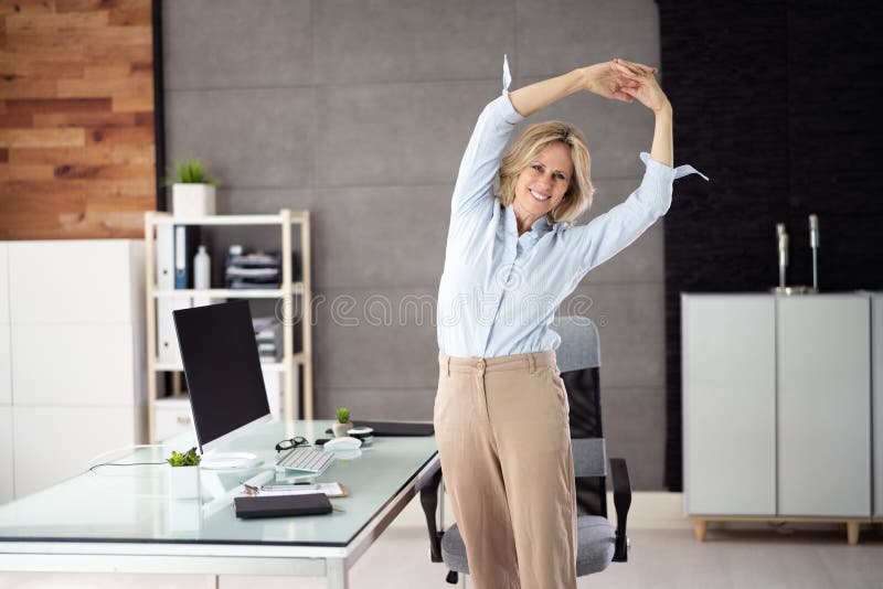 Stretching Office Workout. Desk Stretch Exercise Stock Photo - Image of ...