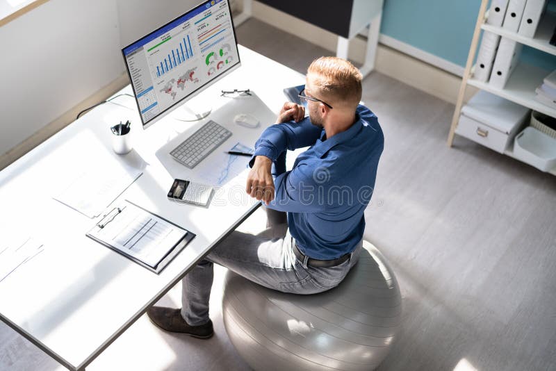 Stretching Office Workout. Desk Stretch Exercise Stock Photo - Image of ...