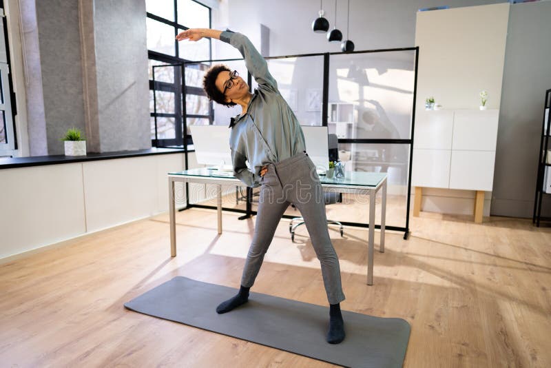 Stretching Office Workout. Desk Stretch Exercise Stock Photo - Image of ...