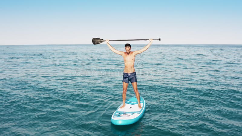 Stretching on the Paddle Sup Board Stock Video - Video of ocean ...