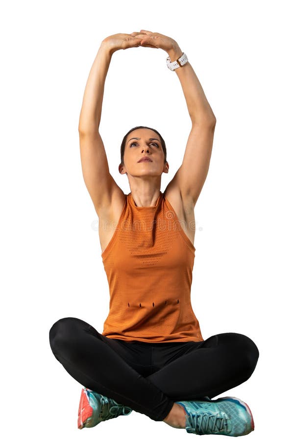 Stretching after Training. Isolated Background Stock Image - Image of ...