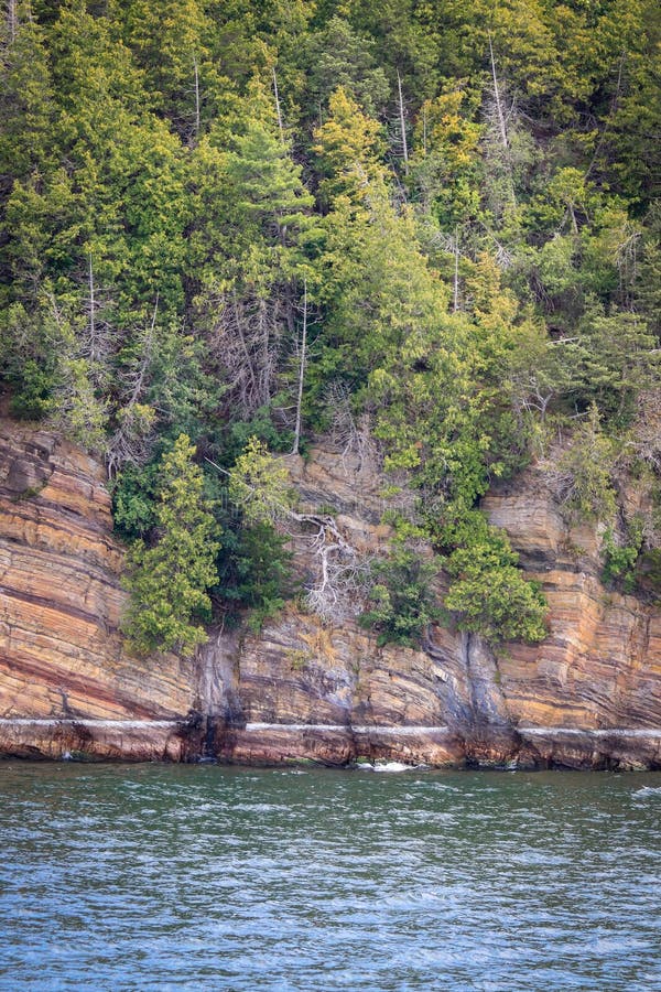 Striated Layers of Rock on Island in Lake Champlain, Vermont Stock ...