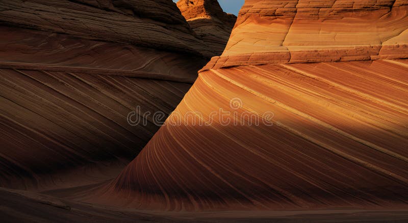 Striated Rock Formation at the Wave Arizona with Shadow Play Stock ...