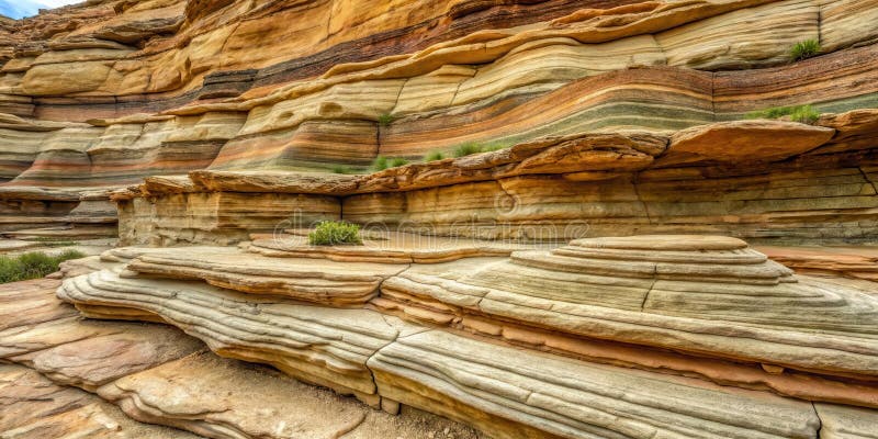 Striated Sandstone Cliffs Exhibiting Layered Sedimentary Rock ...