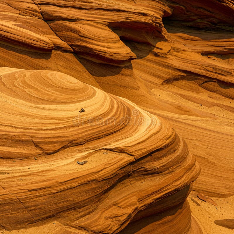 Striated Sandstone Formations with Swirling Patterns in Shades of ...