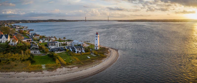 Strib Lighthouse, Lighthouse on the Beach in Middelfart. Stock Photo ...