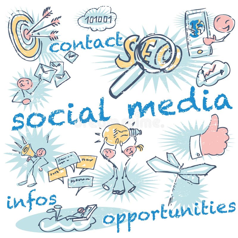 Stick Figures and Social Media Stock Vector - Illustration of idea ...