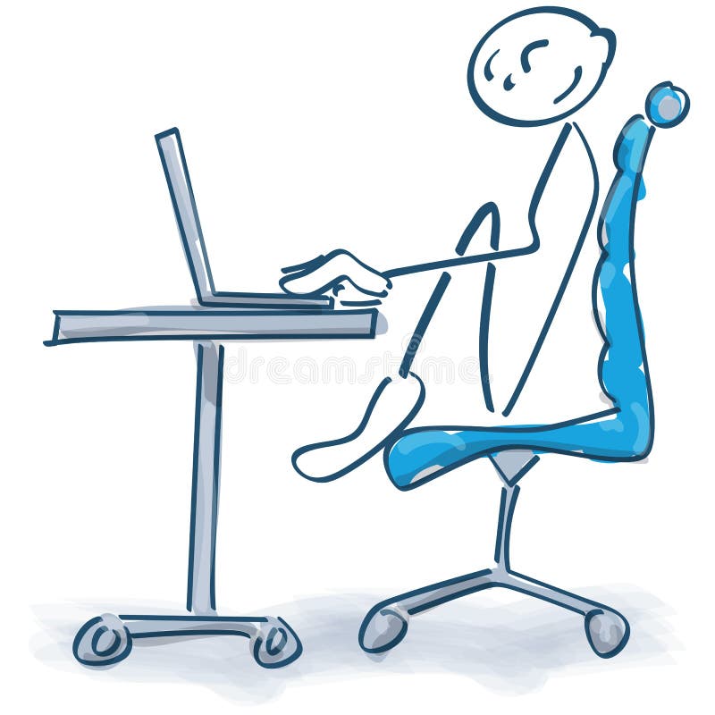 Stick Figures at the Table and Office Work Stock Vector - Illustration ...