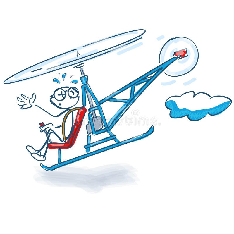 Stick Figure Crashes with a Helicopter Stock Vector - Illustration of ...