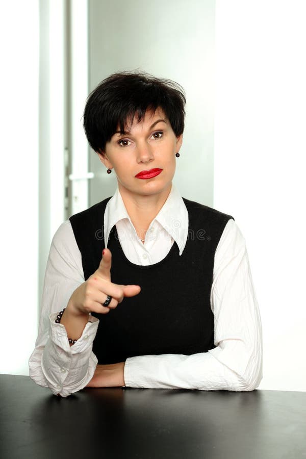 Strict business woman stock photo. Image of hand, inflexible - 14442420
