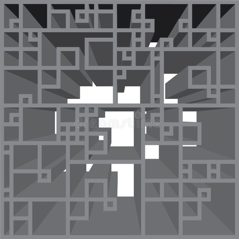 Strict Gray Grid Pattern Extruded in 3D Viewed from the Front Stock ...