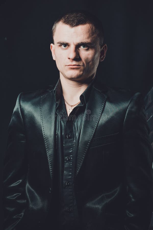 Strict Male Portrait the Guy in the Classic Black Suit Stock Image ...