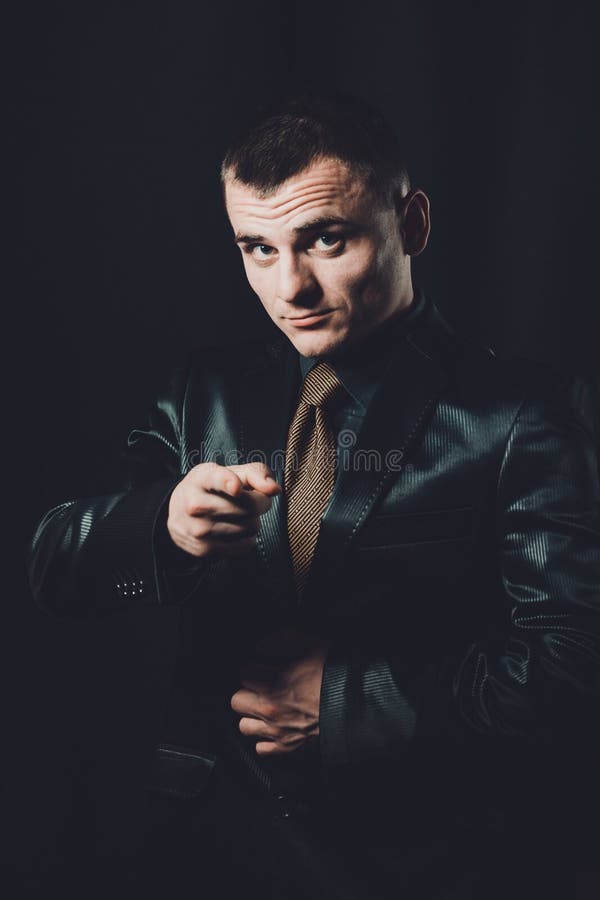 Strict Male Portrait the Guy in the Classic Black Suit Stock Image ...