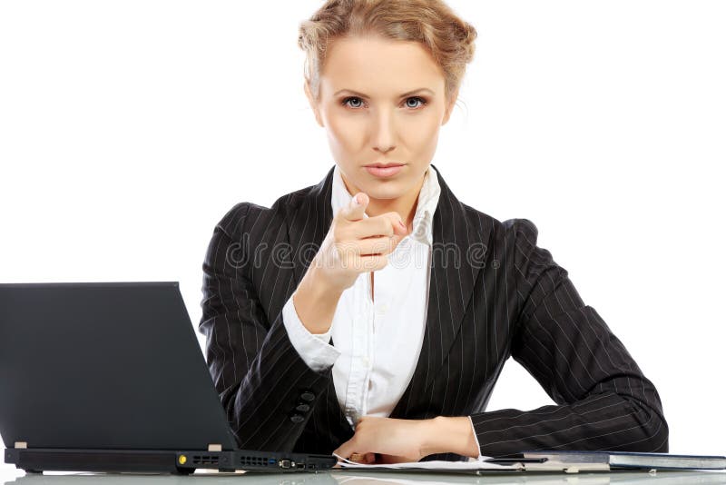 Strict manager stock image. Image of people, laptop, beautiful - 28591091
