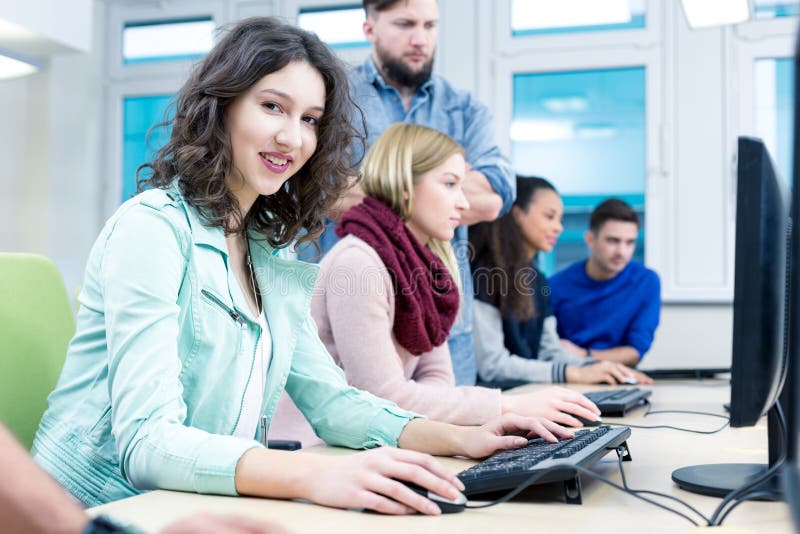 Strict Teacher S Supervision Stock Photo - Image of young, technology ...