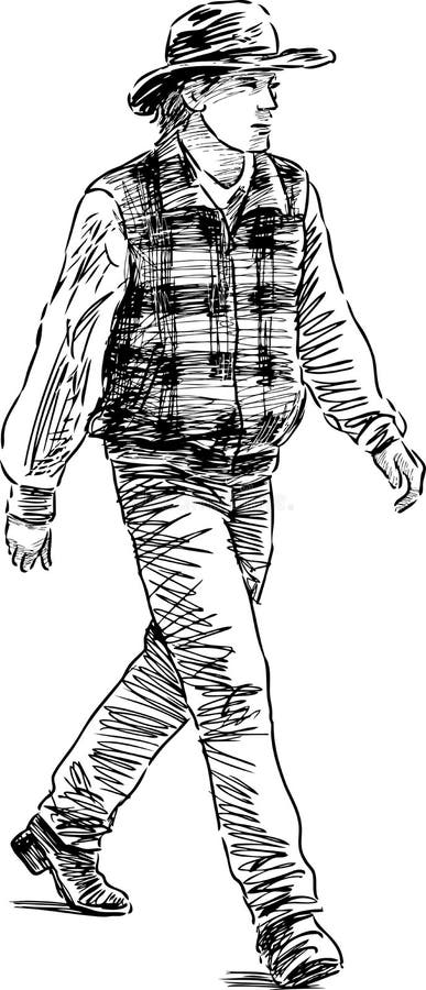 Striding man in the hat stock vector. Illustration of wild - 34883987