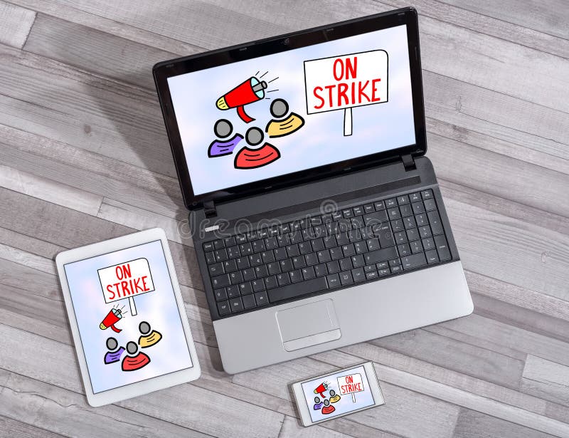On Strike Concept on Different Devices Stock Image - Image of people ...