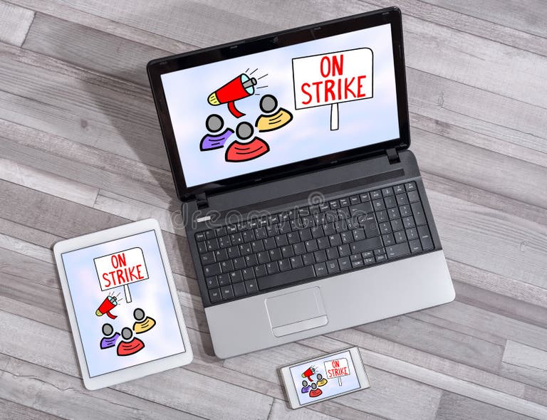 On Strike Concept on Different Devices Stock Image - Image of people ...